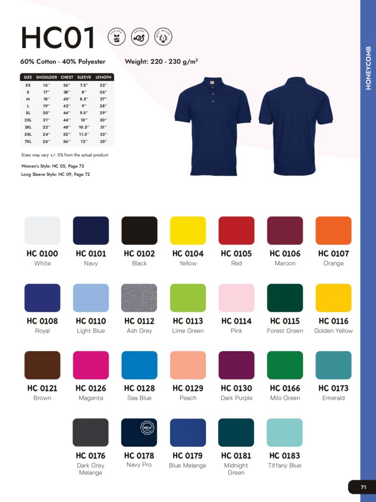 HC01 Short Sleeve Collar Cotton& Polyester 220~230gsm - CY Uniform ...
